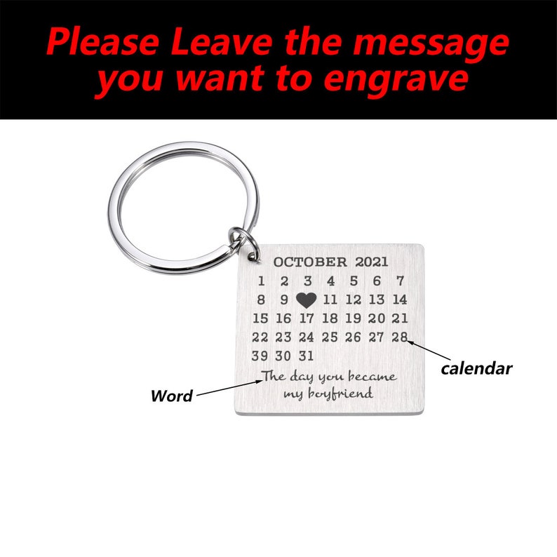 Personalized Special Date Calendar Keychain, Anniversary Valentine's ...
