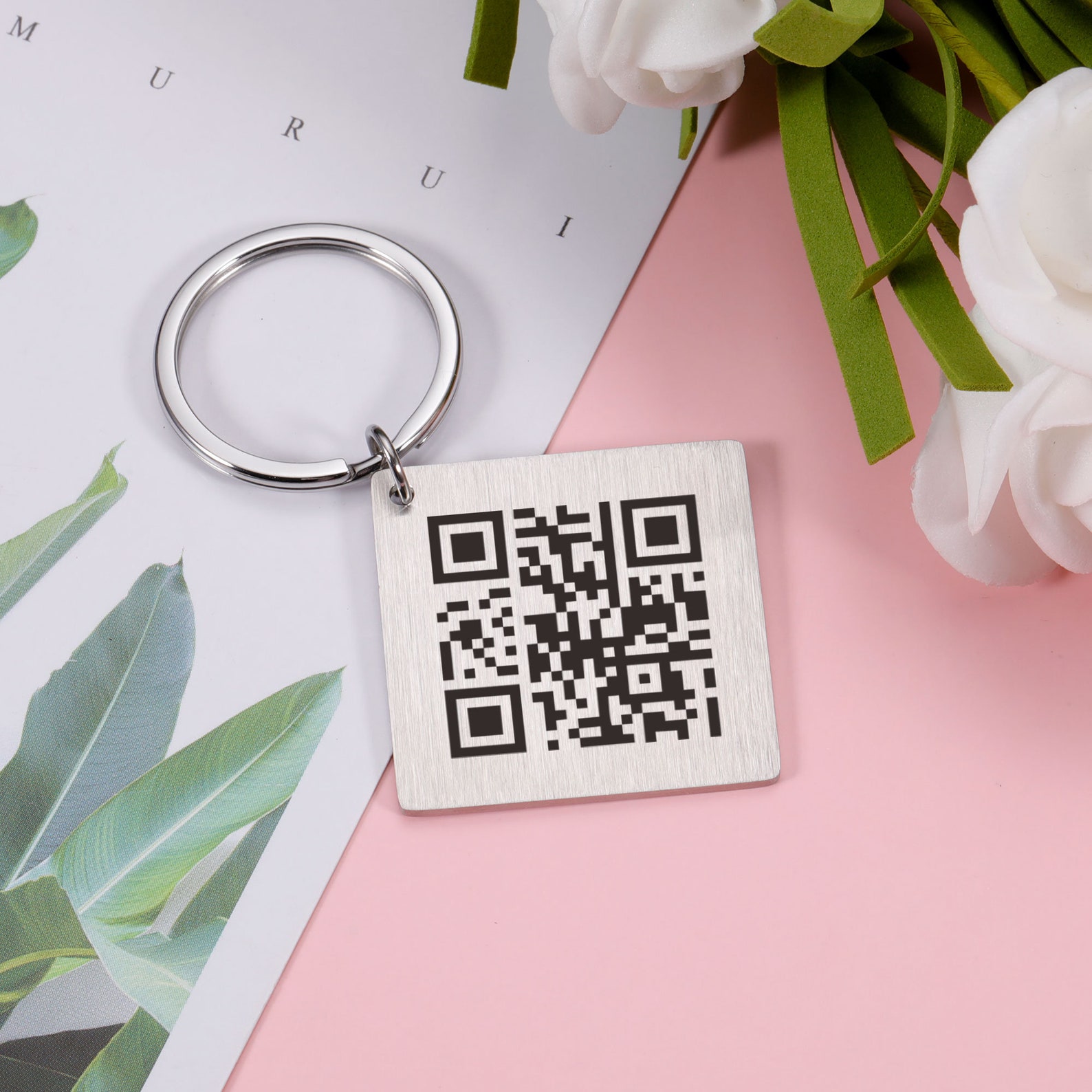 Personalized QR Code Keychain Custom Code Keychain Engraved - Etsy UK
