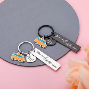 School Bus Keychain Personalized, Custom Keychain for School Bus Driver ...