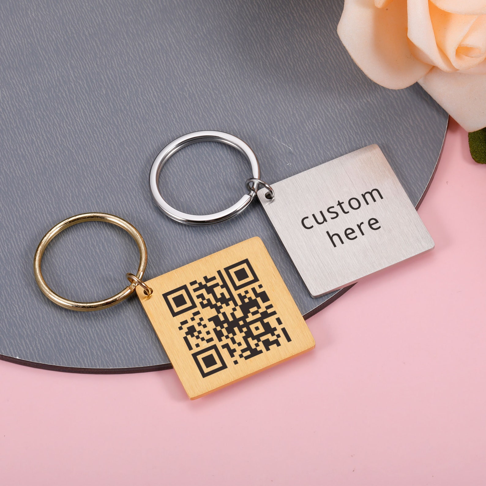Personalized QR Code Keychain Custom Code Keychain Engraved - Etsy UK