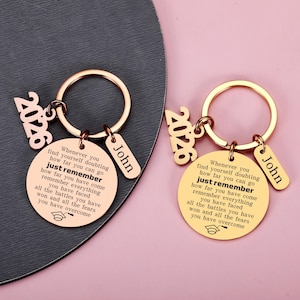 Personalized Graduation Keychain Gift for Her Him, Custom Name Class of ...