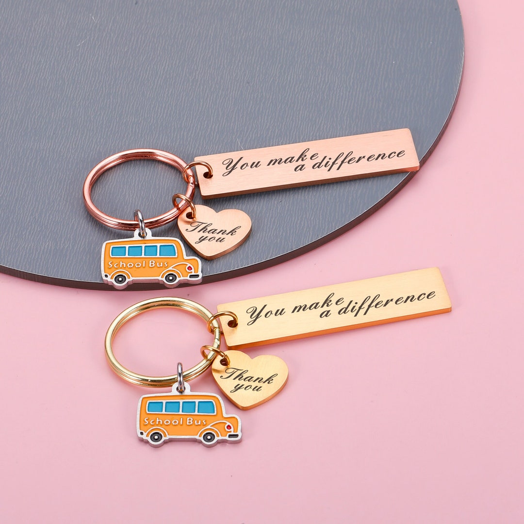 School Bus Keychain Personalized, Custom Keychain for School Bus Driver ...