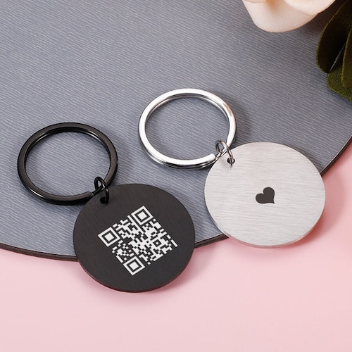 Music QR Code Keychain Pair Heart Keyring With Scannable QR - Etsy