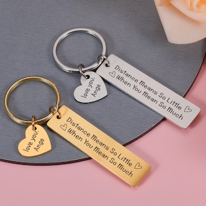Long Distance Relationship Gift,custom Couple Keychains, Distance Means ...