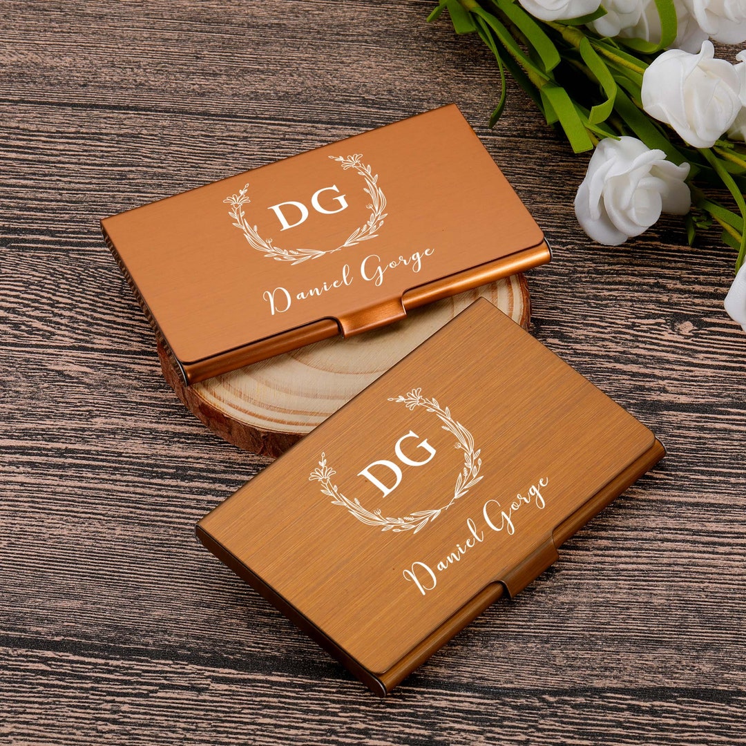 Personalized Business Card Case Pink Marble Business Card Holder Metal ...