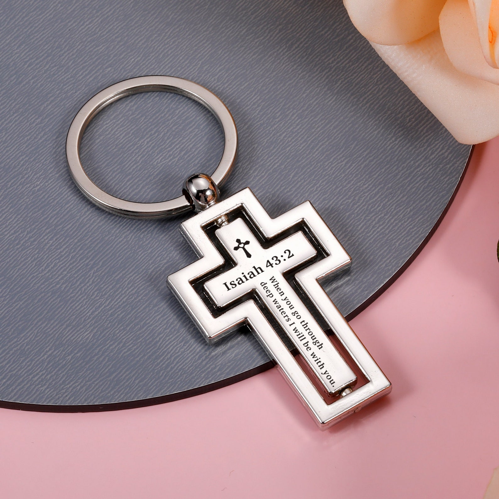 Bible Verse Keychain,christian Quotes,i Will Be With You Isaiah 43:2 ...