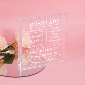 Gifts for Women Acrylic Desk Boss Lady Office Decor Inspirational Quote ...