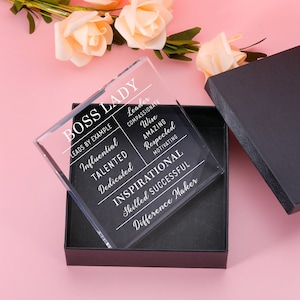 Gifts for Women Acrylic Desk Boss Lady Office Decor Inspirational Quote ...