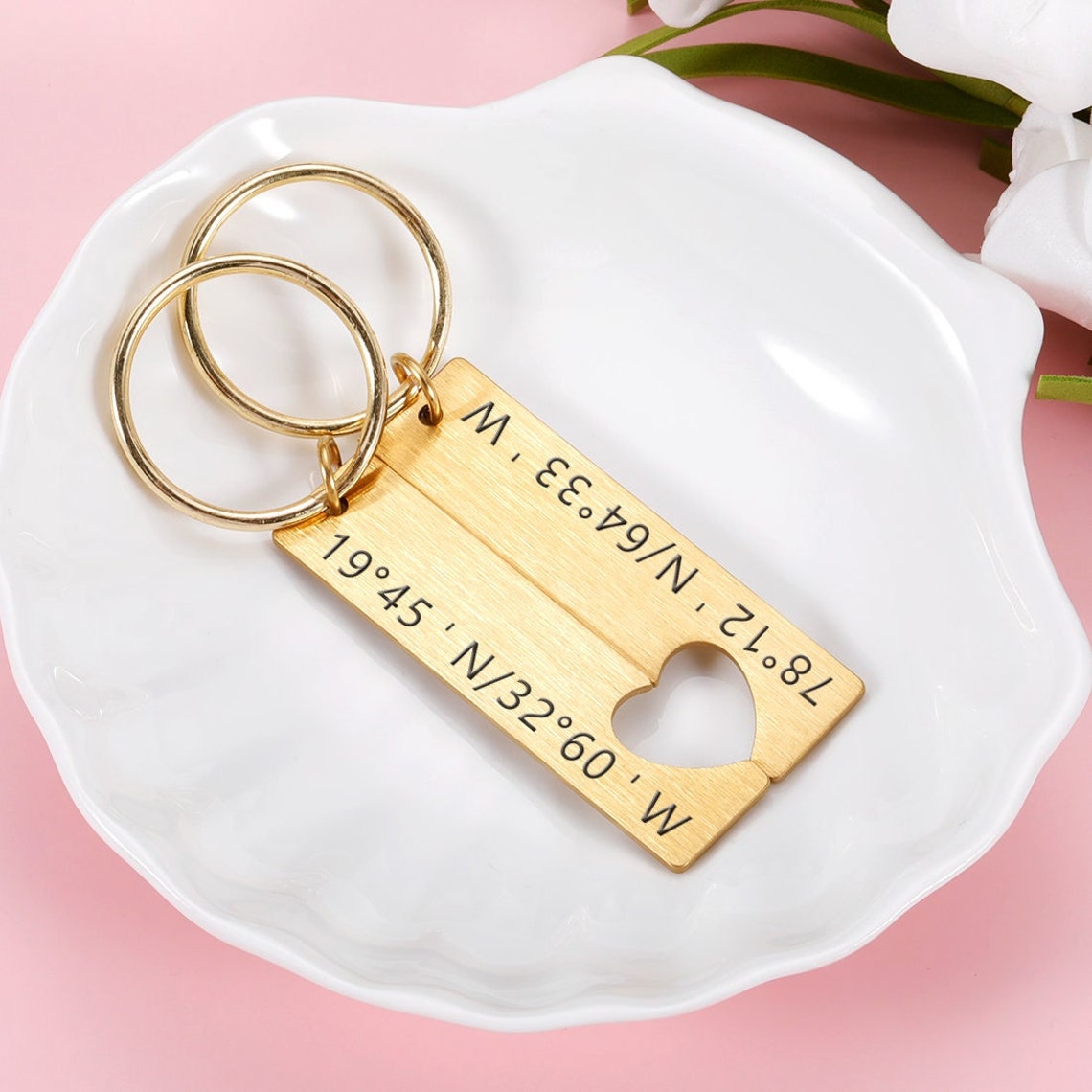 Personalized Coordinates Keychain/trip Wedding - Etsy