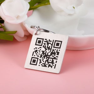 Personalized QR Code Keychain, Custom Code Keychain, Engraved Music ...