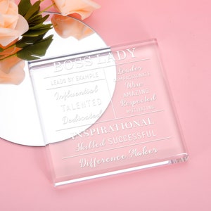 Gifts for Women Acrylic Desk Boss Lady Office Decor Inspirational Quote ...