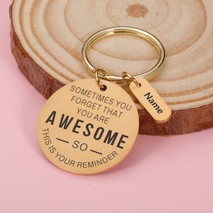 Personalized Inspirational Keychain,proud of You Gift,you Are Awesome ...