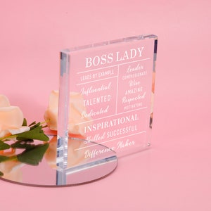 Gifts for Women Acrylic Desk Boss Lady Office Decor Inspirational Quote ...