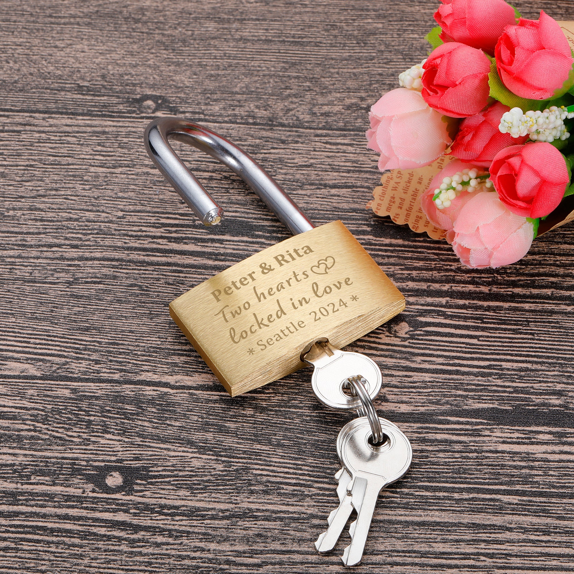 Brass Love Lock, Engraved Padlock for Couple, Anniversary Gifts for ...