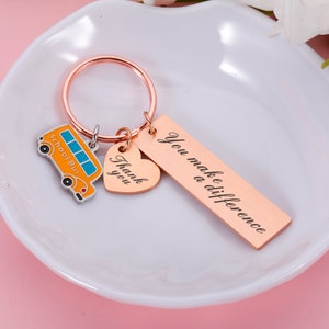 School Bus Keychain Personalized, Custom Keychain for School Bus Driver ...