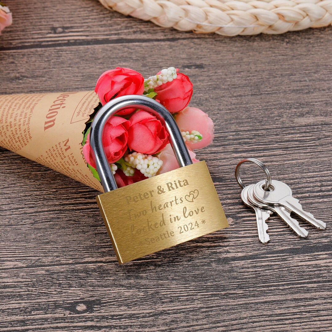 Brass Love Lock, Engraved Padlock for Couple, Anniversary Gifts for ...