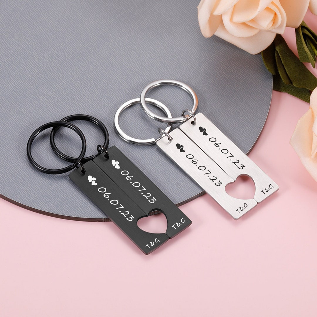 Personalized Couple Keychain, Customized Keychain, Custom Key Chain ...