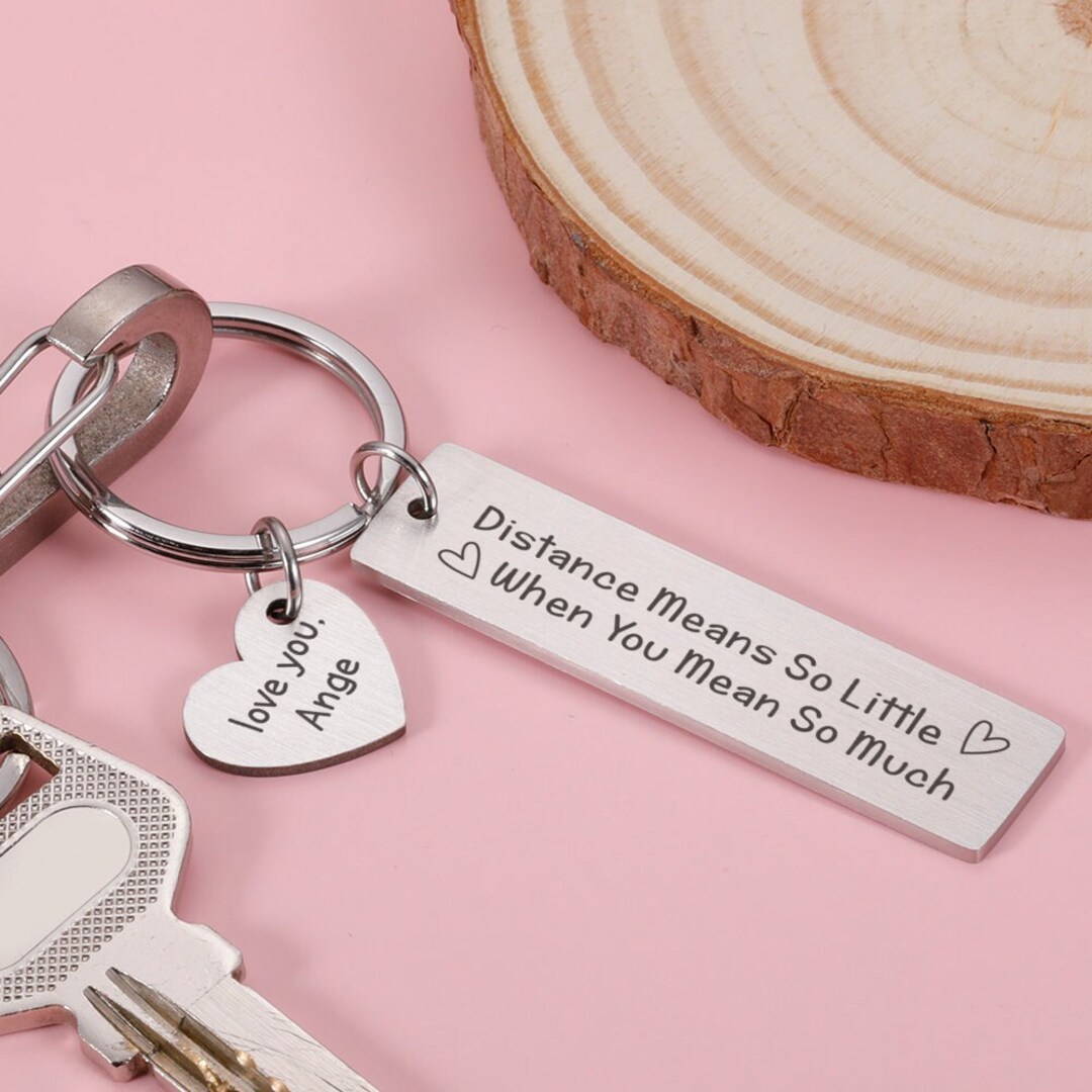 Long Distance Relationship Gift,custom Couple Keychains, Distance Means ...