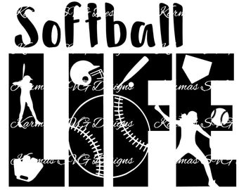 Softball Life Svg | Etsy