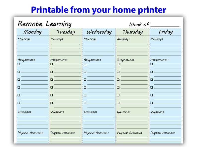Remote/distance/virtual Learning Planner Pages for Middle-school/high ...