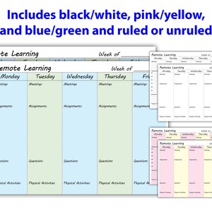 Remote/distance/virtual Learning Planner Pages for Middle-school/high ...