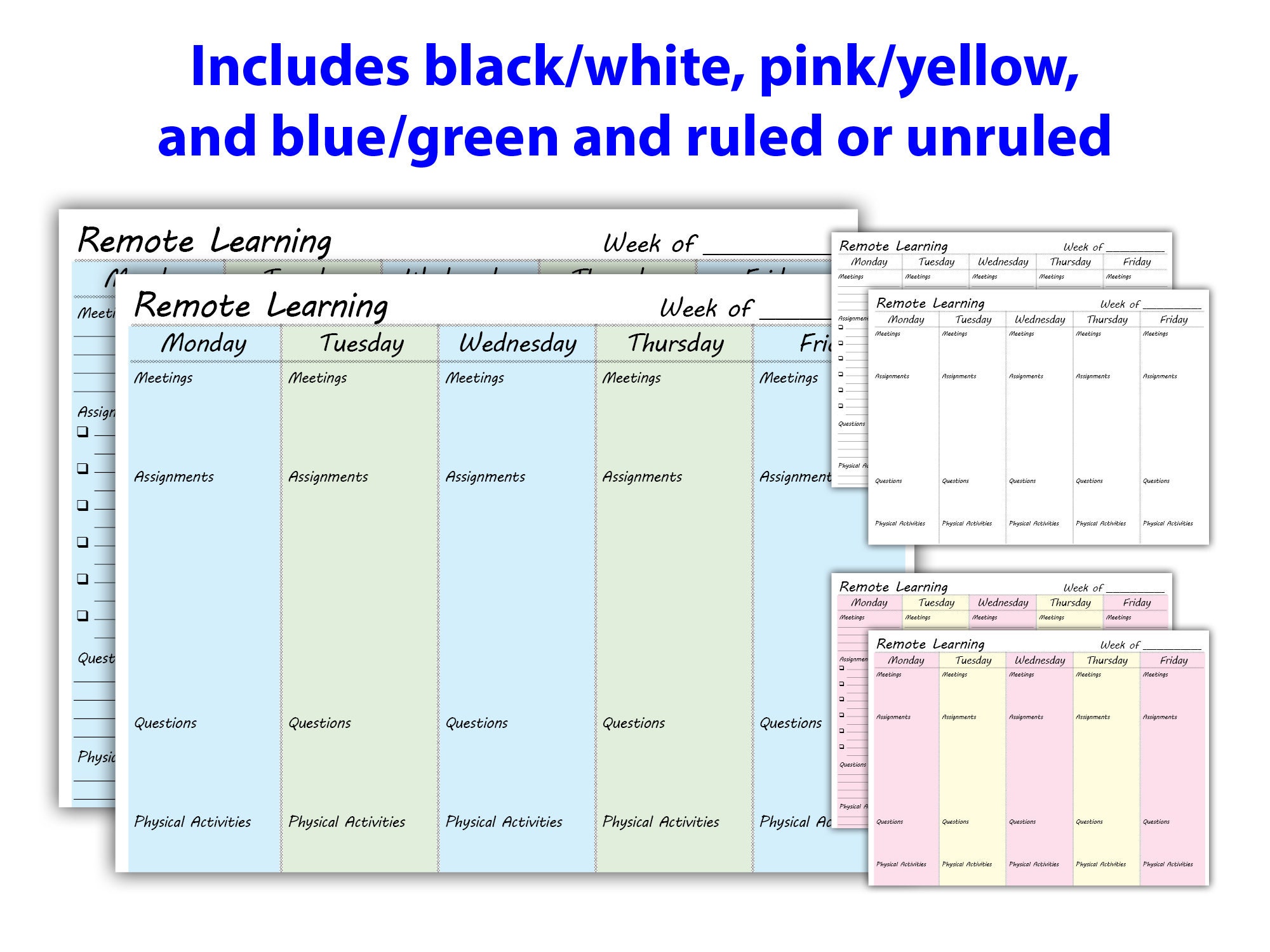 Remote/distance/virtual Learning Planner Pages for Middle-school/high ...