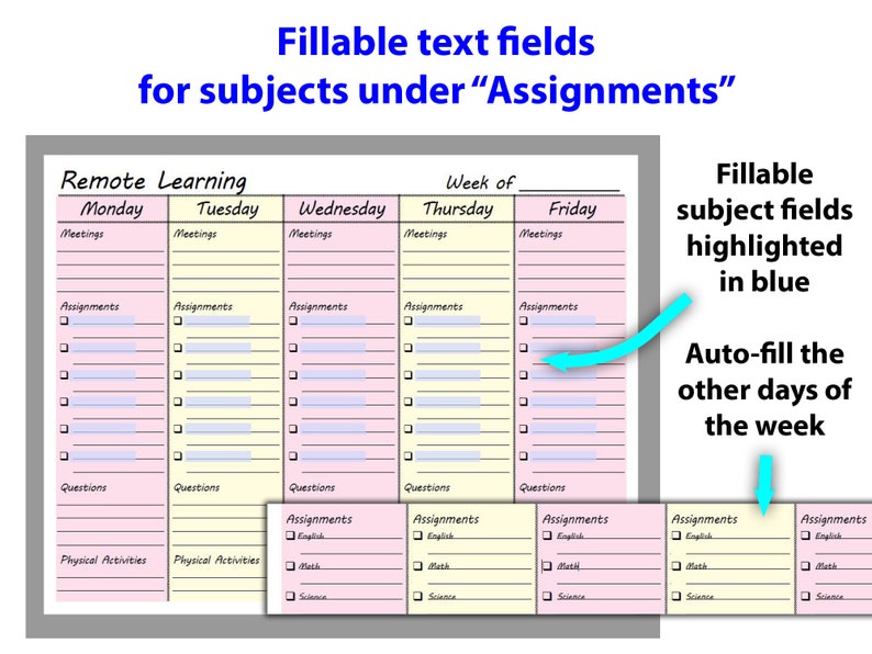 Remote/distance/virtual Learning Planner Pages for Middle-school/high ...