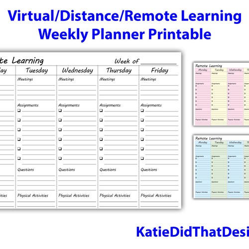 Remote/distance/virtual Learning Planner Pages for - Etsy