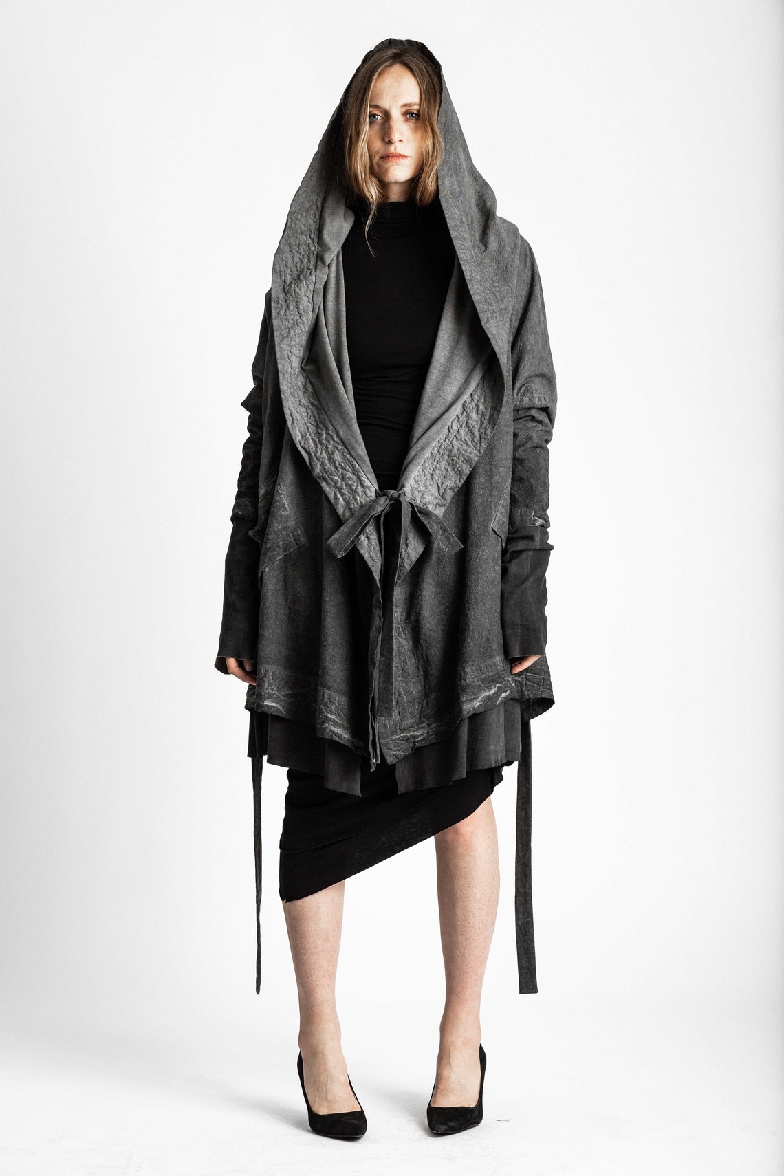 Avant-garde Tiered Hooded Cloak With Ties, Androgynous, Post ...