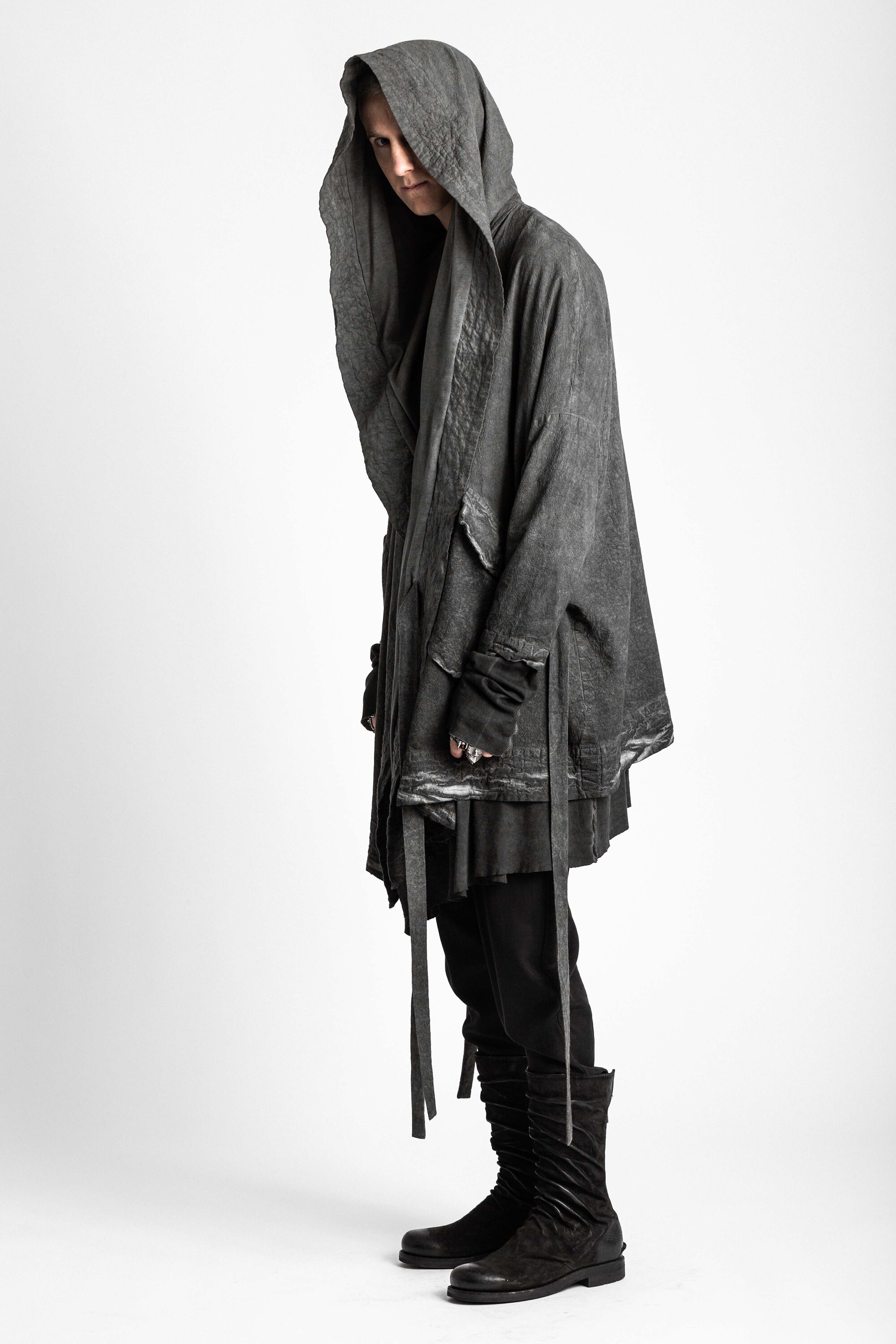 Avant-garde Tiered Hooded Cloak With Ties, Androgynous, Post ...