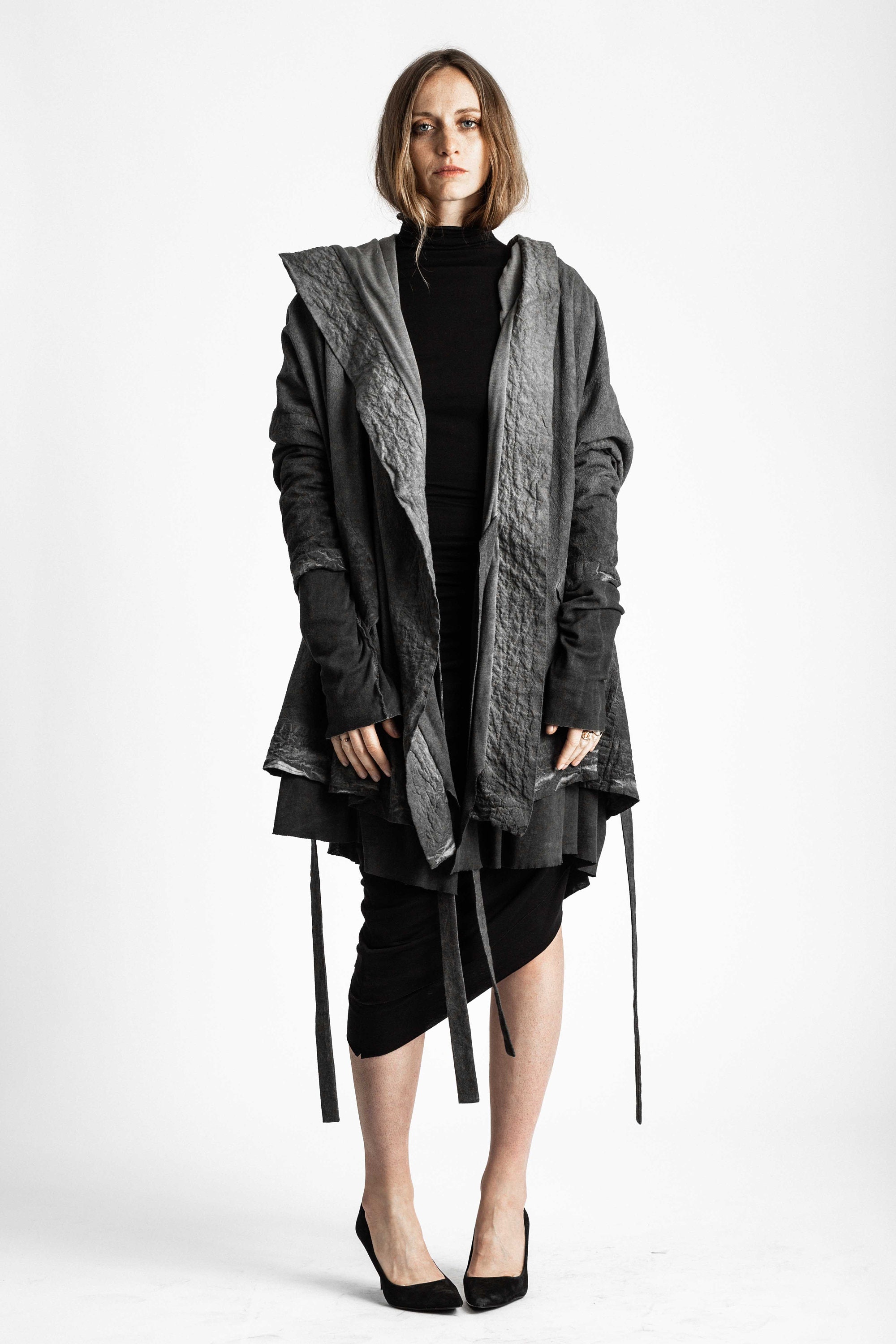 Avant-garde Tiered Hooded Cloak With Ties, Androgynous, Post ...