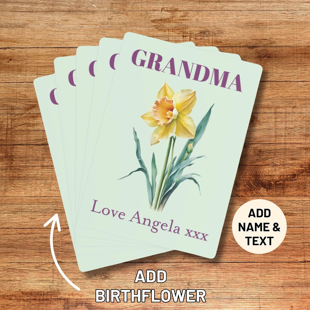Personalized Birth Flower Playing Cards: Custom Grandma Gift - Etsy