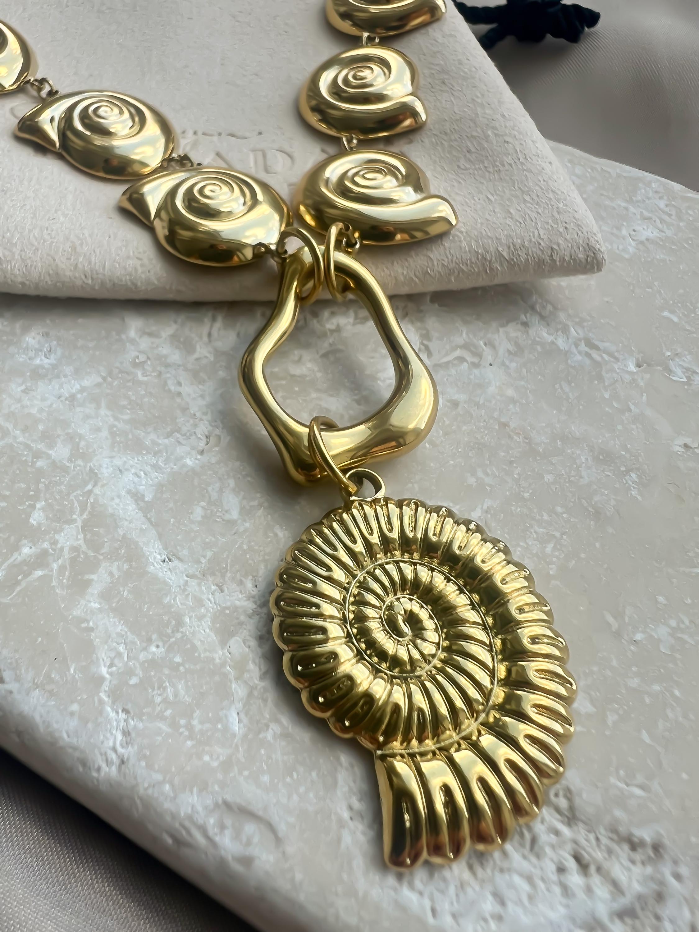 Large Shell Necklace,chunky Summer Necklace, 18k Gold Plated Stainless ...