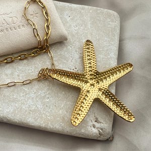 Starfish Layered Necklace, Gold Plated Stainless Steel, Star Fish ...