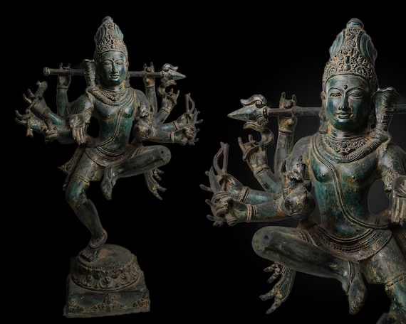 Bronze Dancing Shiva Statue Holding Trident Ten Armed Shiva | Etsy