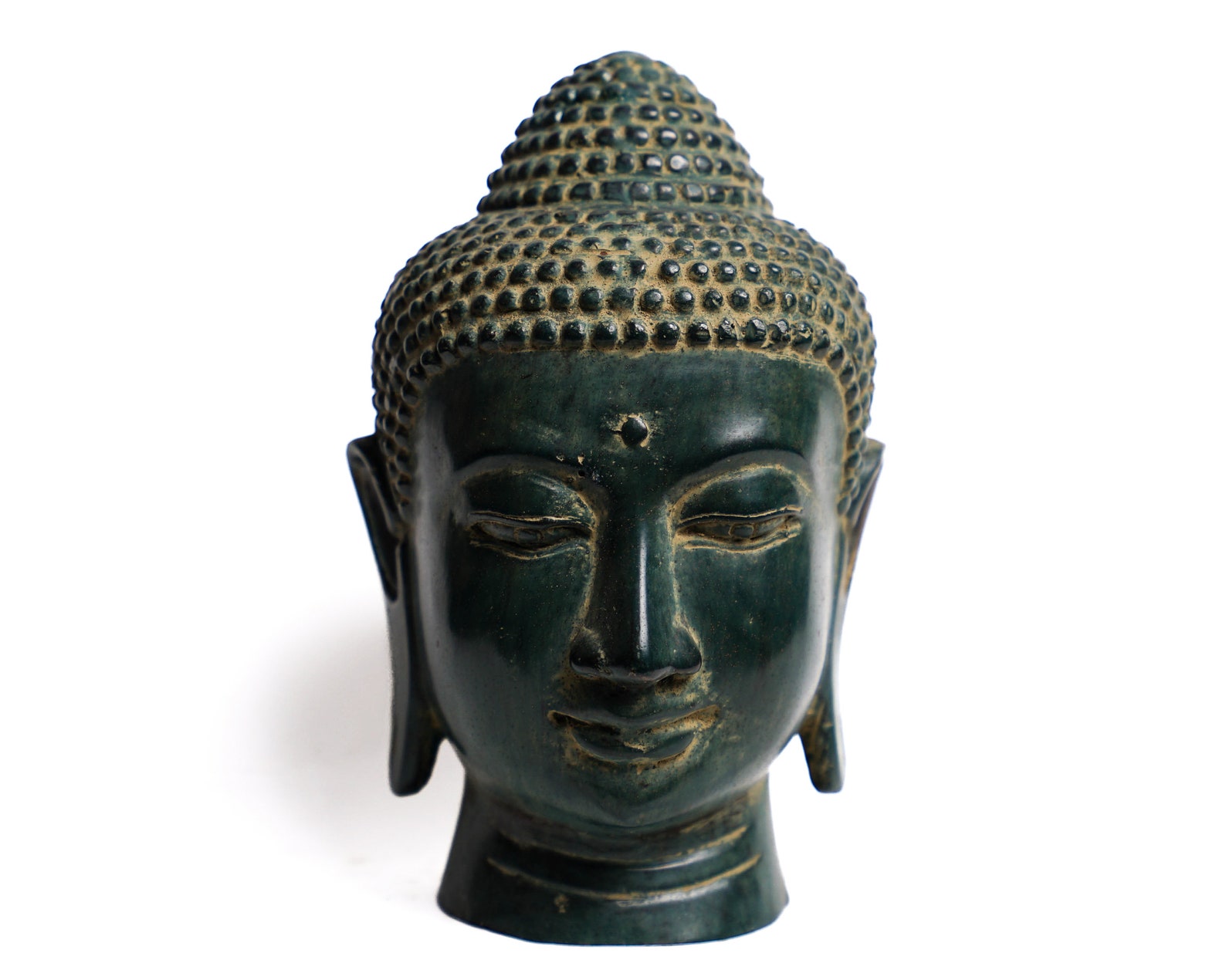 Copper Green Patina Brass Buddha Head Sculpture (6 Inch / 15 Cm) - Etsy
