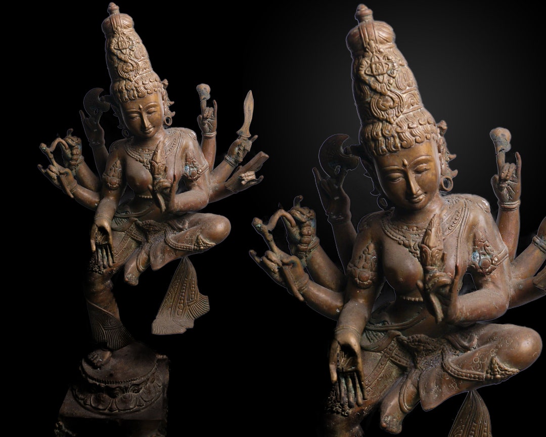 Vintage Bronze Hindu Parvati 24 Inch / 61 Cm , Hindu Lord, Lord Bronze ...