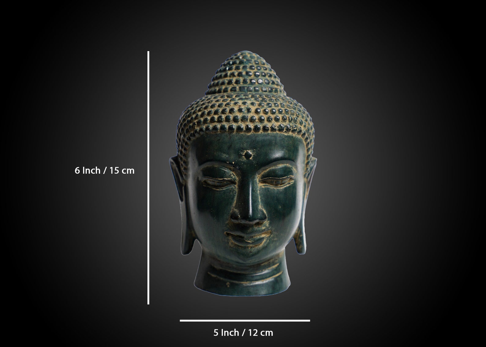 Copper Green Patina Brass Buddha Head Sculpture (6 Inch / 15 Cm) - Etsy