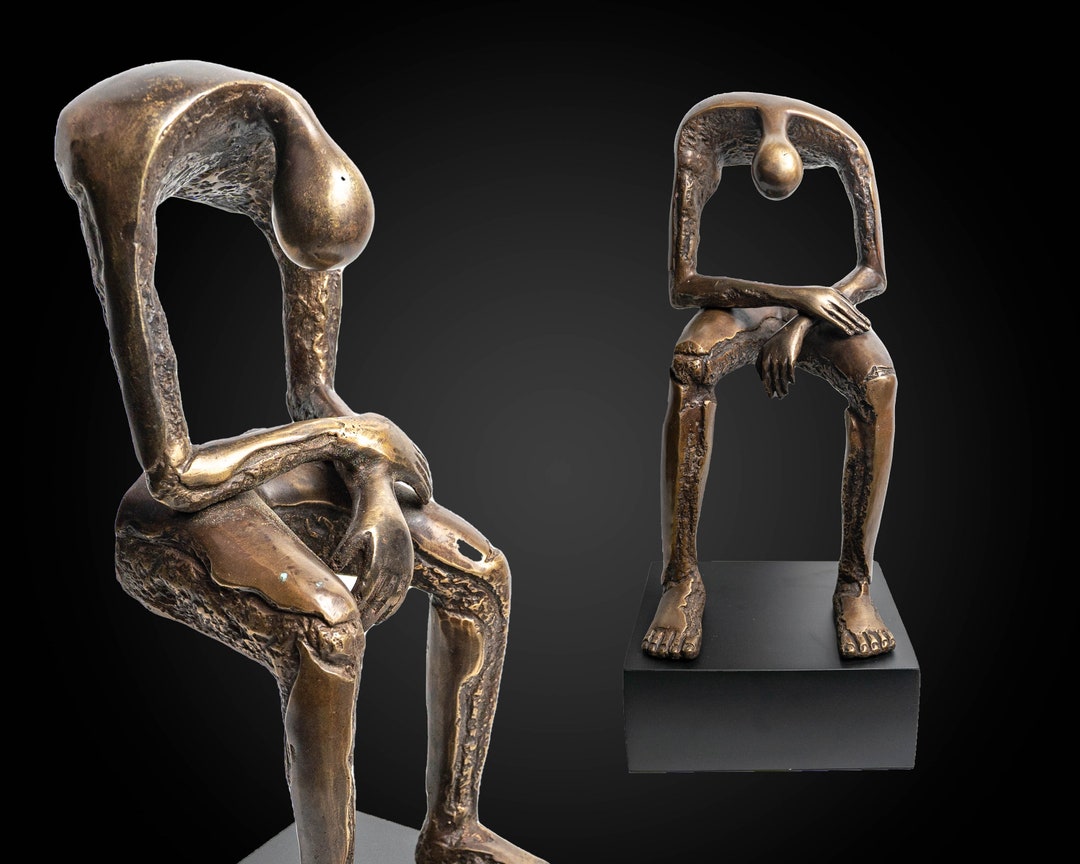 Memorial Copper or Sterling Statue, Seated Modern Bronze Sculpture 18 ...