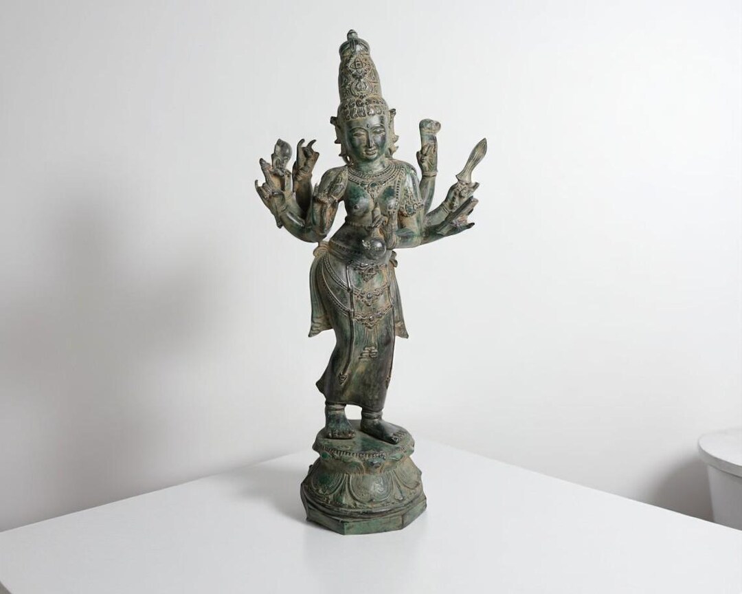 Vintage Bronze Hindu Parvati 27 Inch / 68 Cm , Hindu Lord, Lord Bronze ...