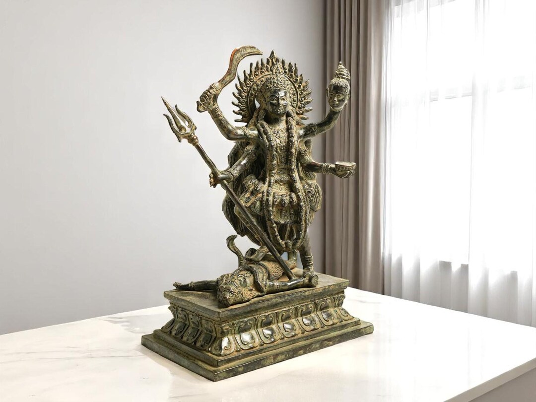 Bronze Mahakali Statue, Kali Durga Sculpture, Office Decor (15.5 Inch ...