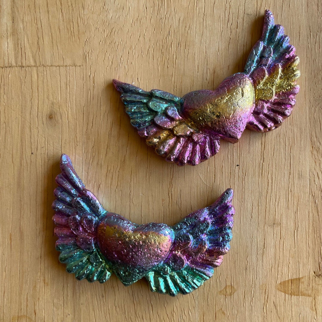 Bismuth Heart Wings/spiritual Décor/spiritual Gift/chakra Crystals ...