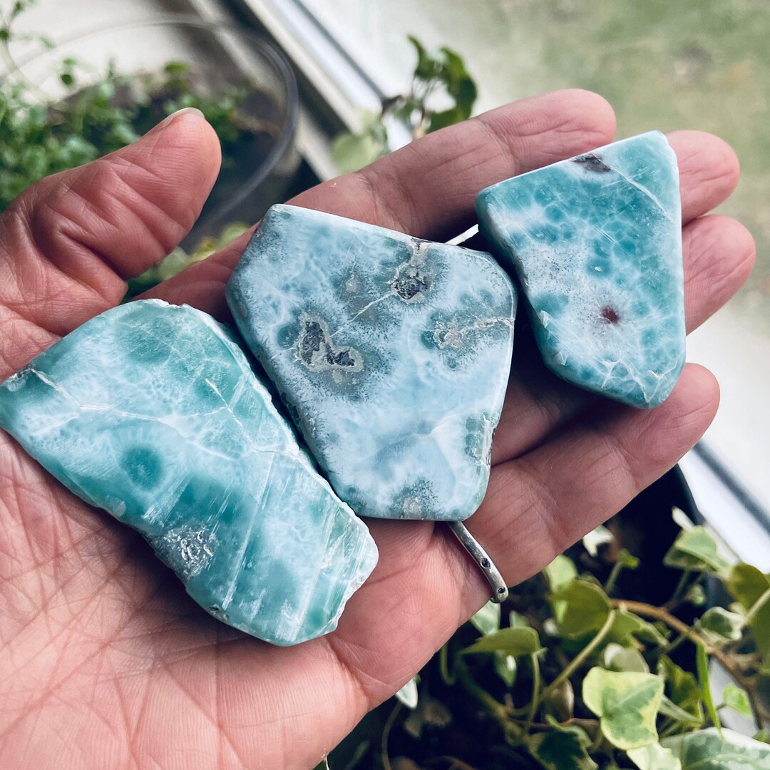 Polished Larimar Slabs/meditation Stone/chakra Stones/polished - Etsy