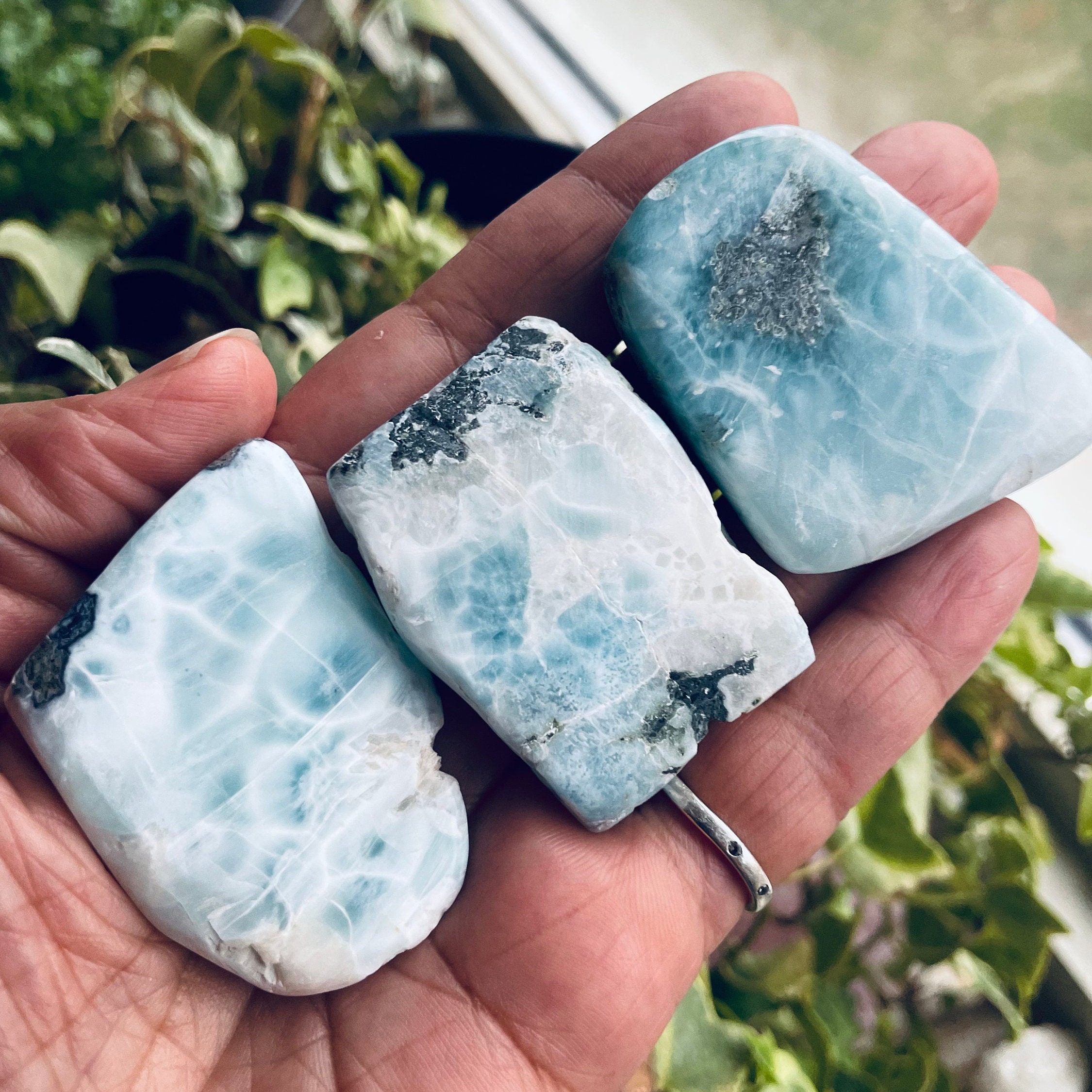 Polished Larimar Slabs/meditation Stone/chakra Stones/polished - Etsy