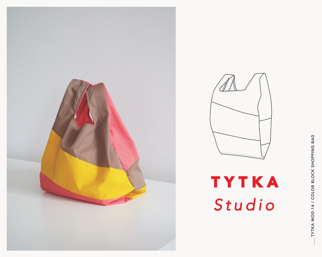 Color Block Shopping Bag | Sizes MEDIUM + LARGE | Ripstop Bag | Sewing ...