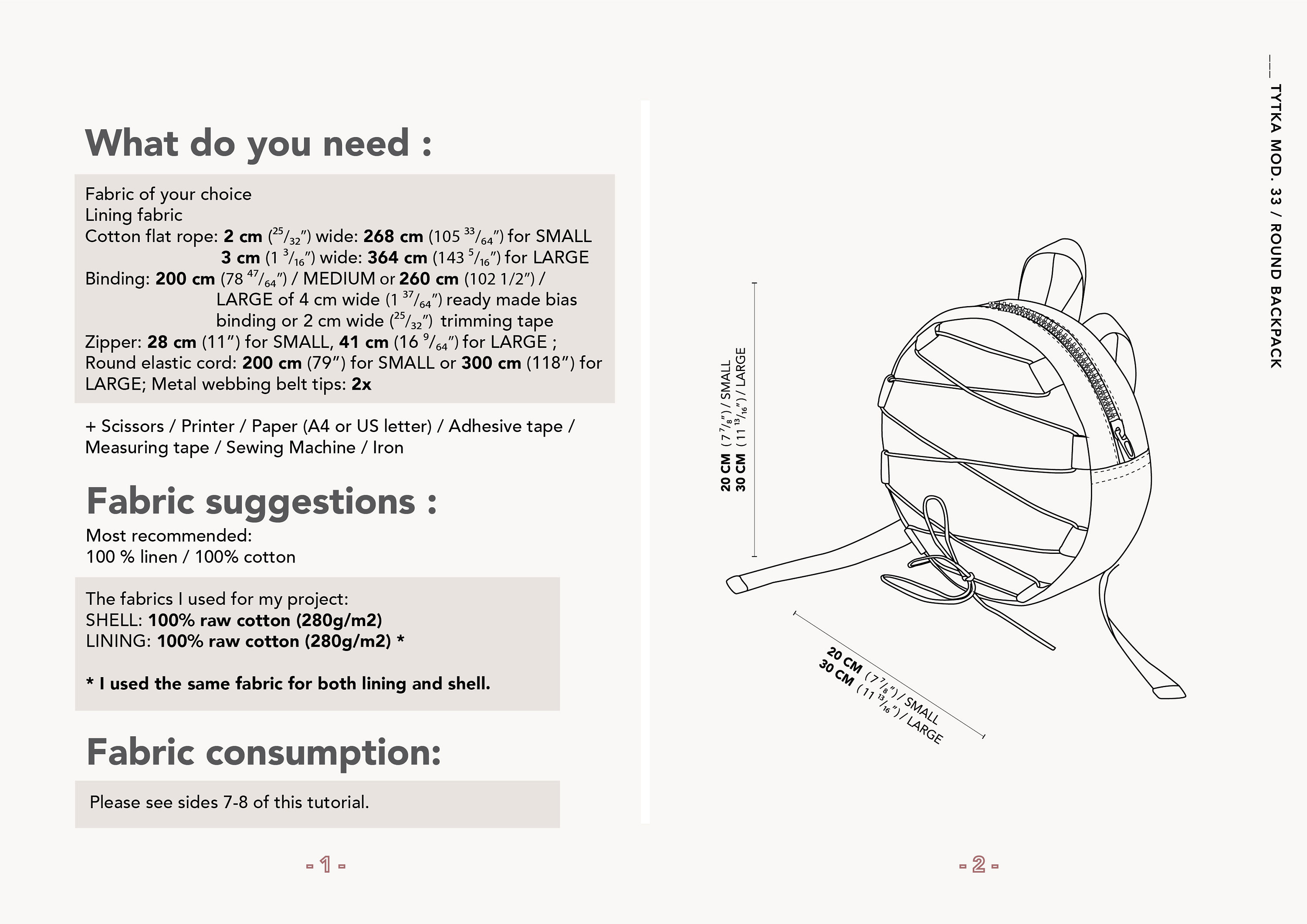 Round Backpack Canvas Bag Sewing Pattern Bag PDF Pattern - Etsy