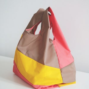 Color Block Shopping Bag | Sizes MEDIUM + LARGE | Ripstop Bag | Sewing ...