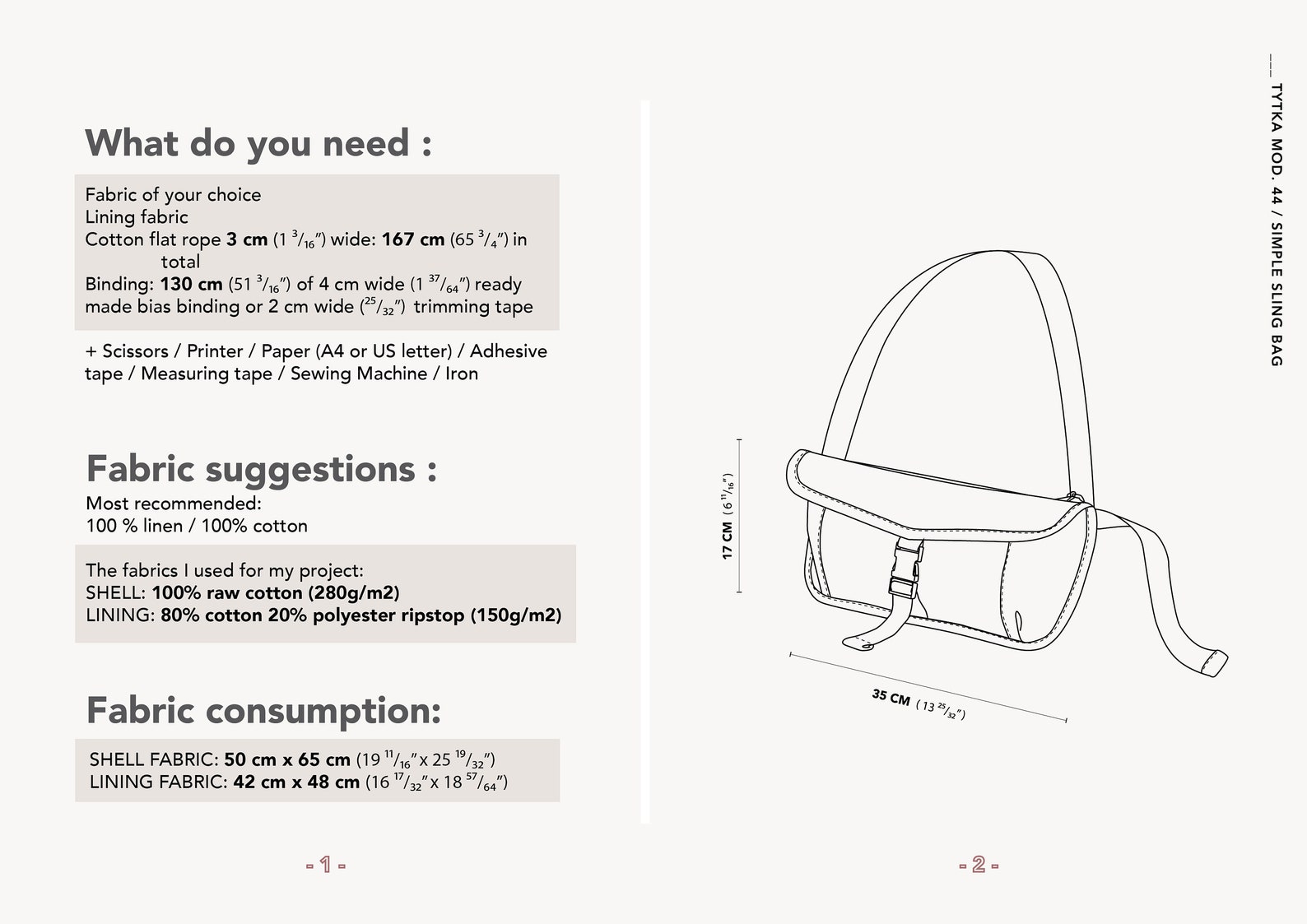 Simple Sling Bag Sewing Pattern Bag PDF Pattern One Size - Etsy