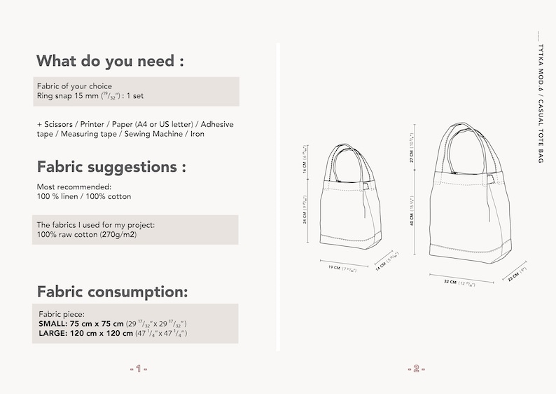 Casual Tote Bag Canvas Bag Project Bag PDF Sewing - Etsy