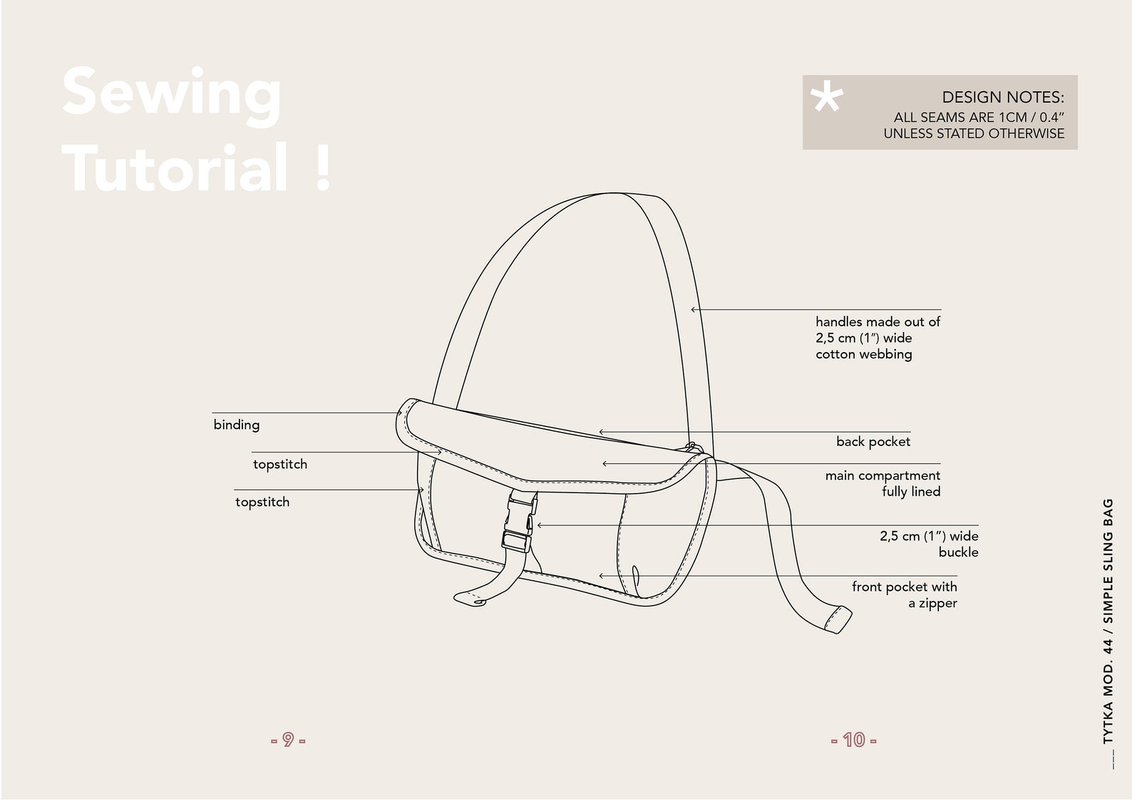Simple Sling Bag Sewing Pattern Bag PDF Pattern One Size - Etsy